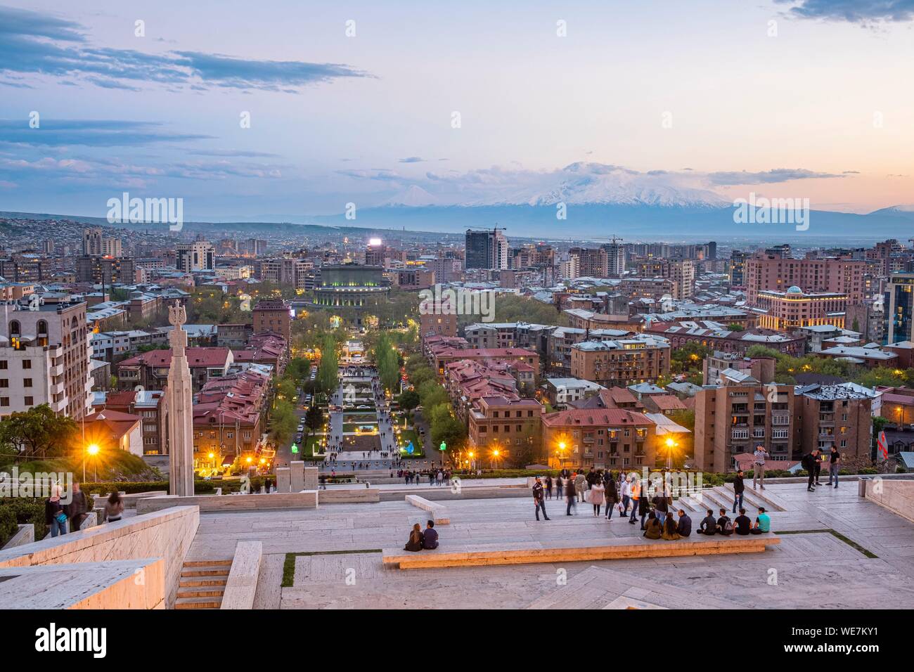 Armenia, Yerevan, the Cascade built in the 70s, huge staircase of 572 ...
