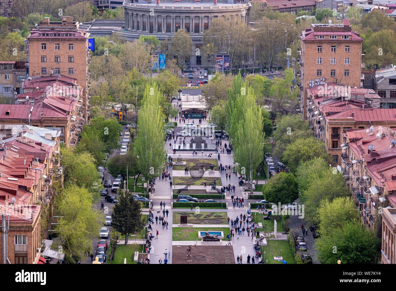 Armenia, Yerevan, panorama from the top of the Cascade, huge staircase ...