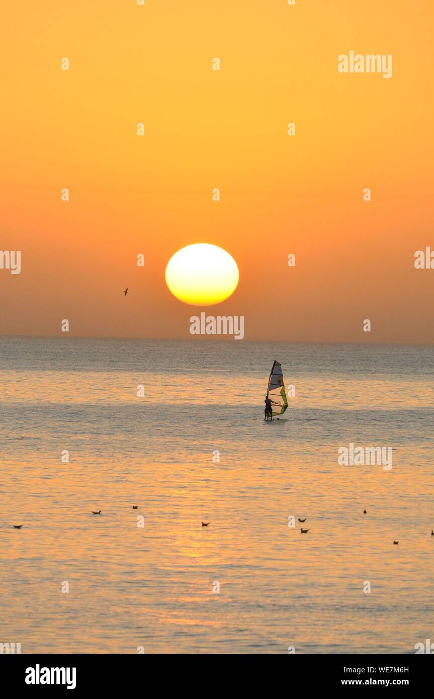 Sunset Israeli Beaches People Having Fun In Summer, Sun And Sea Stock ...