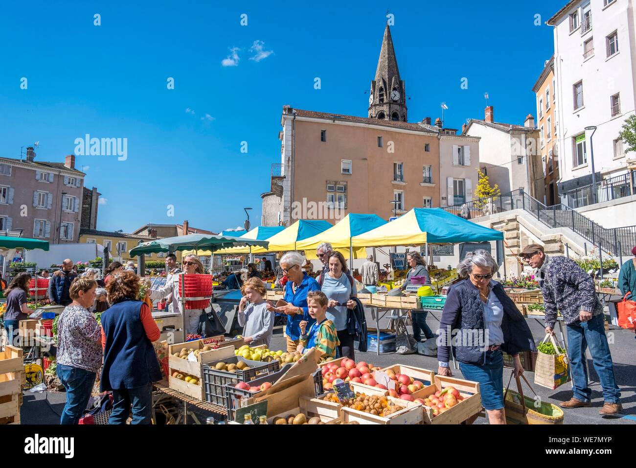 France, Ardeche, Annonay, market day, Liberte square Stock Photo - Alamy
