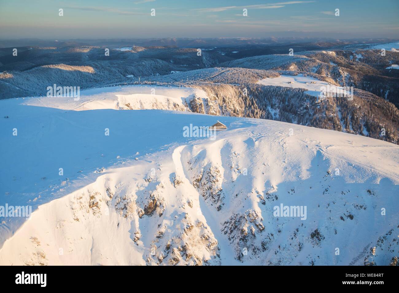 France, Haut Rhin, Hautes Vosges, Le Hohneck (1363 m), summit (aerial ...