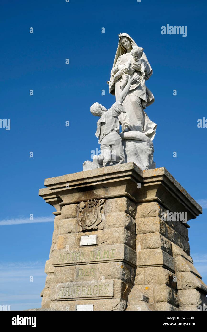 France, Finistere, Plogoff, Pointe du Raz, monument, Notre Dame des ...