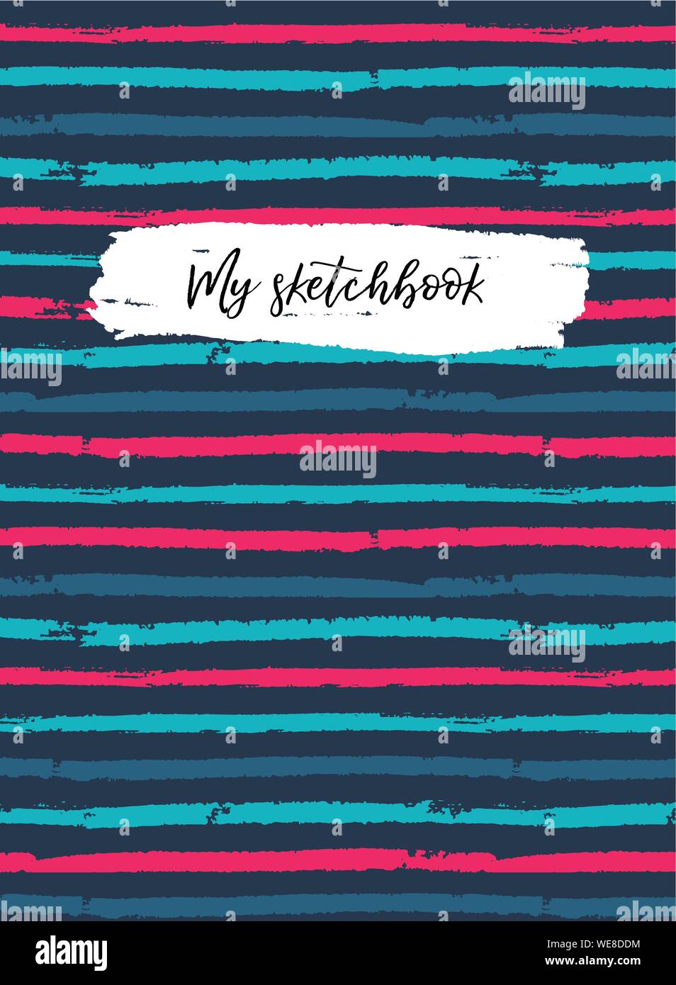 Sketchbook cover template. Vector striped bright background Stock ...