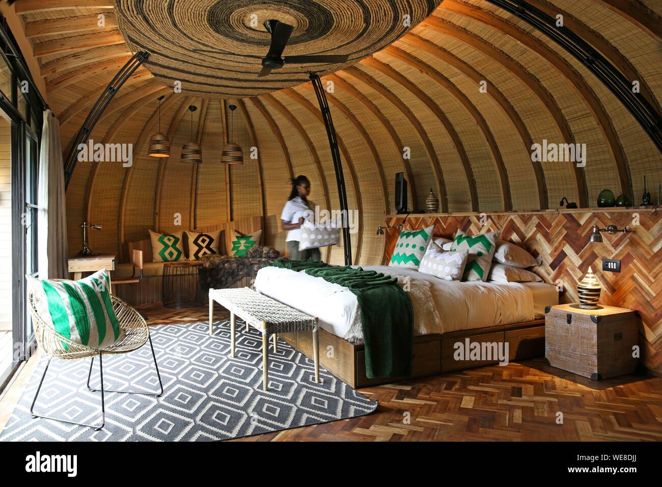 Rwanda, Volcanoes National Park, continuation of the Bisate Lodge, a ...