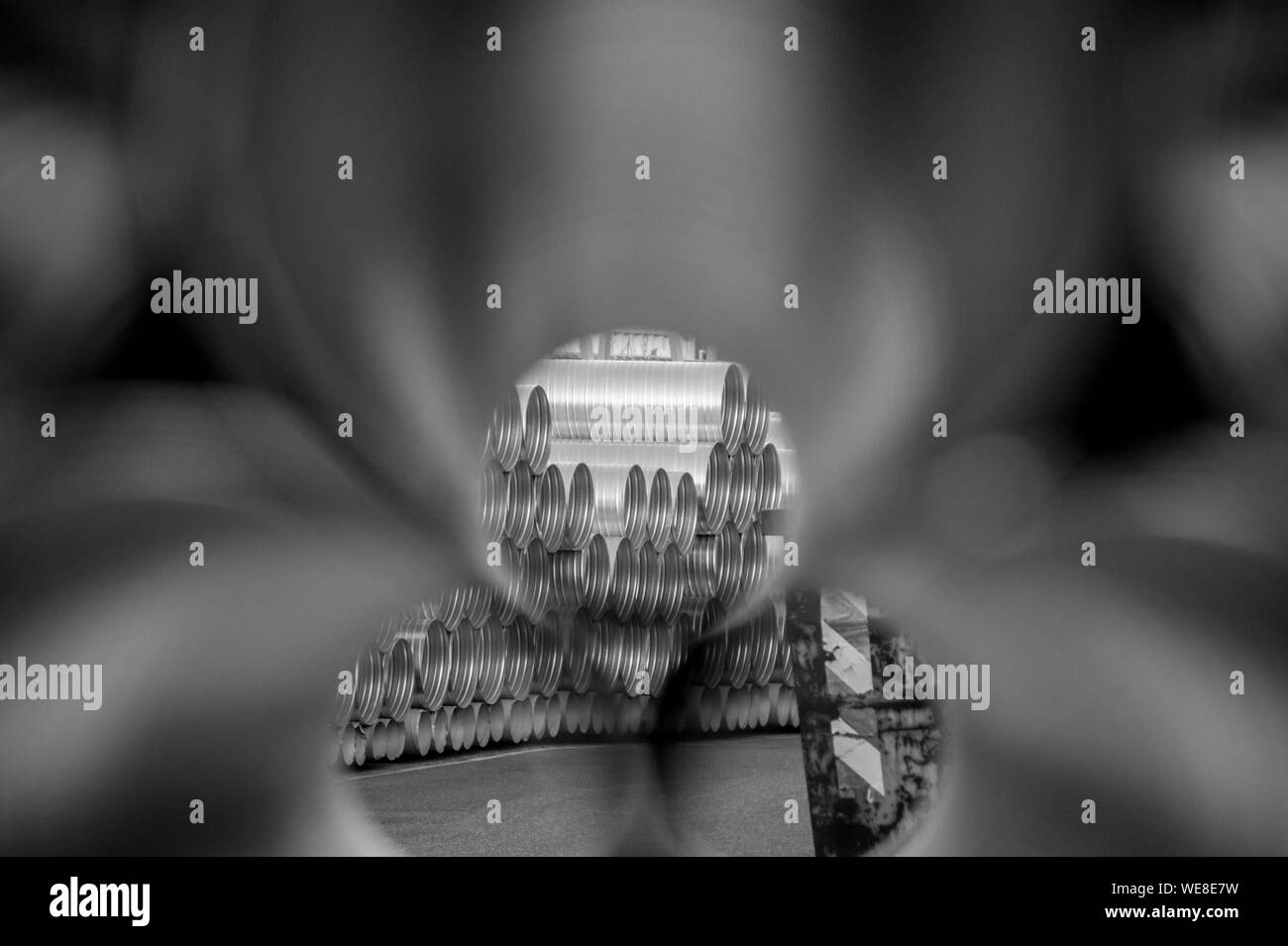 Steel Industry Seen Through Pipe Stock Photo - Alamy