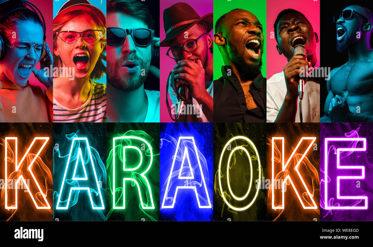 African-american and caucasian jazz musicians singing a song on ...