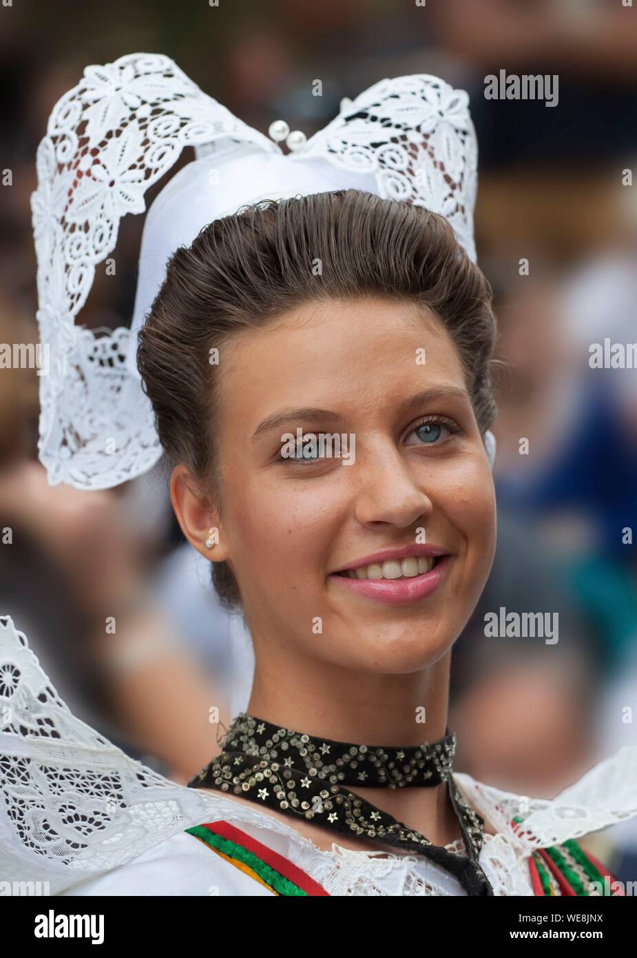 France, Finistere, Pont l'Abbe embroidery festival, The Queen of ...