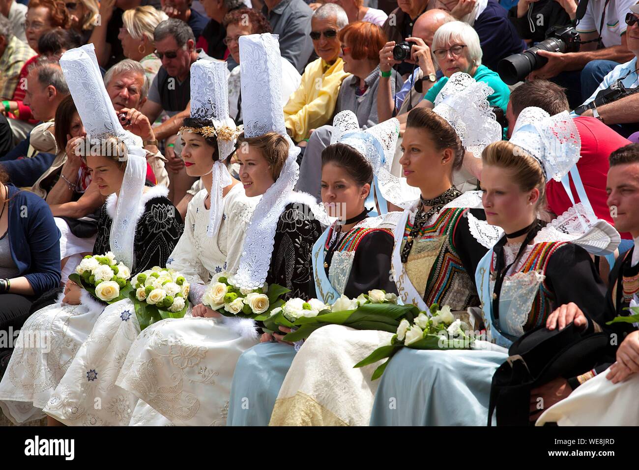 France, Finistere, Pont l'Abbe embroidery festival, The queens and ...
