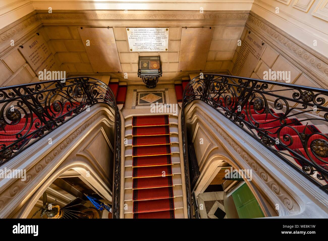 France, Paris, City hall of the 7th arrondissement of Paris, stairs ...