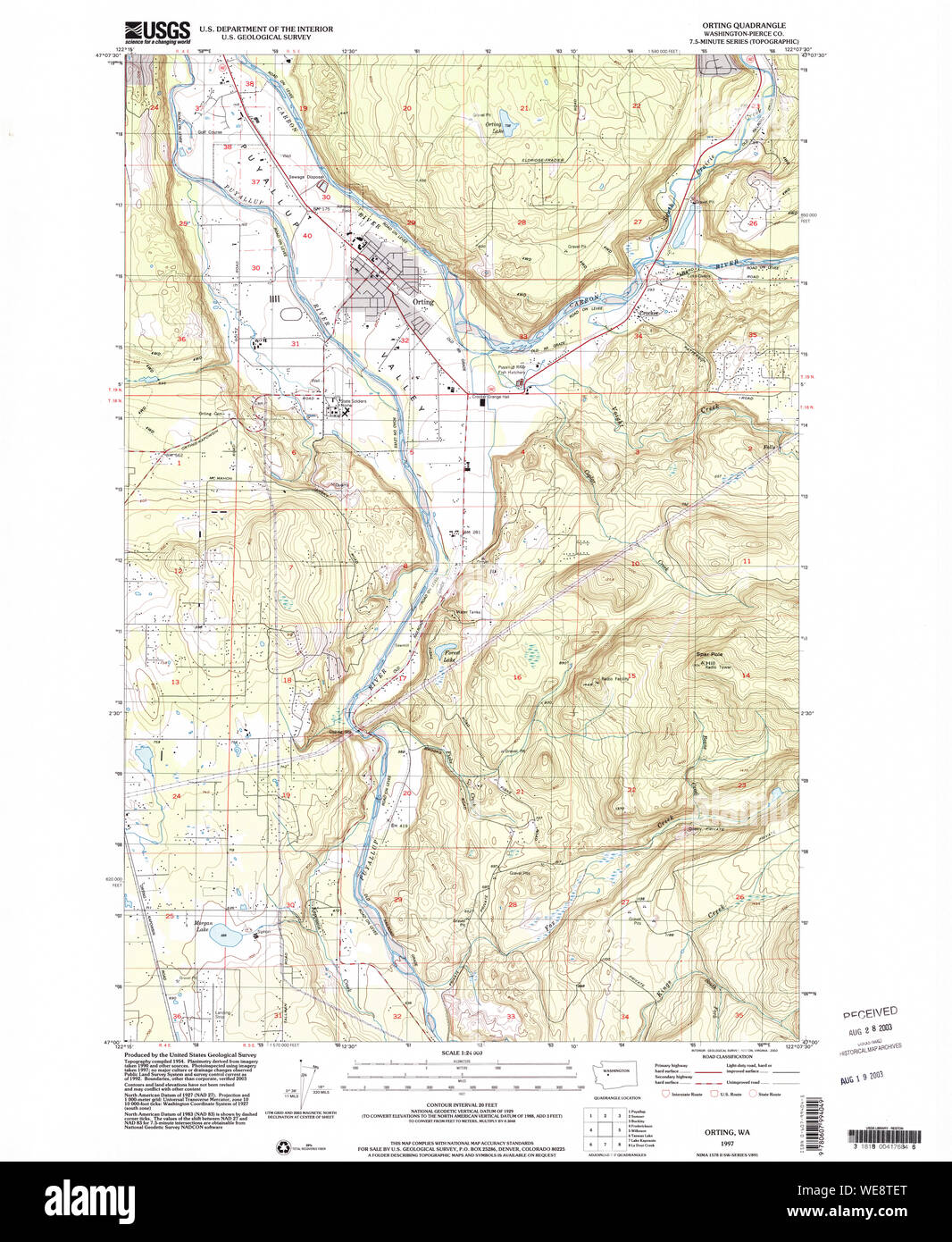 USGS Topo Map Washington State WA Orting 243009 1997 24000 Restoration ...