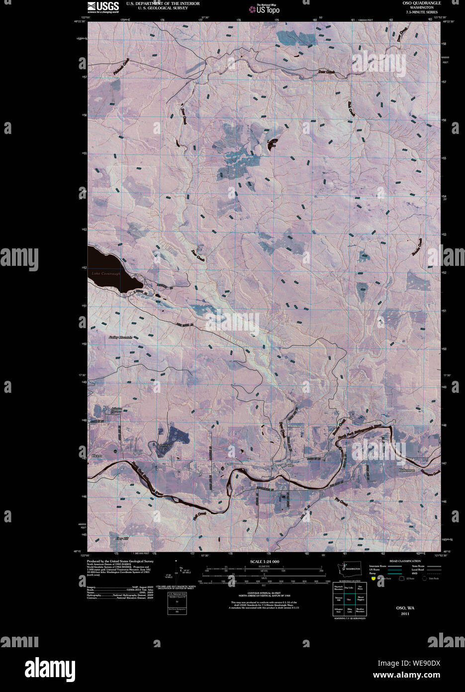USGS Topo Map Washington State WA Oso 20110503 TM Inverted Restoration ...