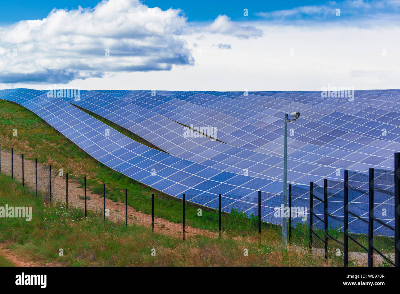 Endless field of solar panels. Solar power plant in Provence, France ...