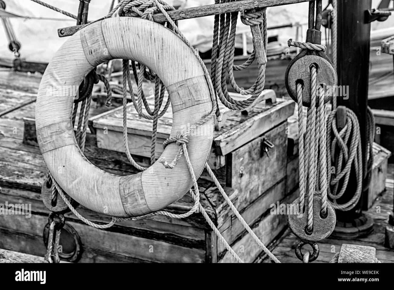 Ship safety life boat Black and White Stock Photos & Images - Alamy
