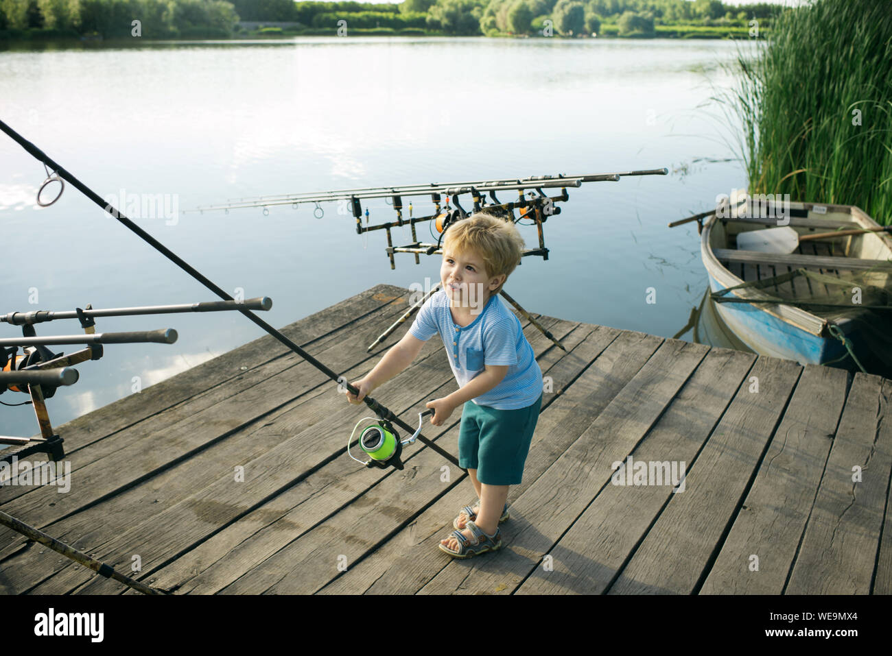 Summer fishing, angling, activity, adventure sport Summer vacation ...