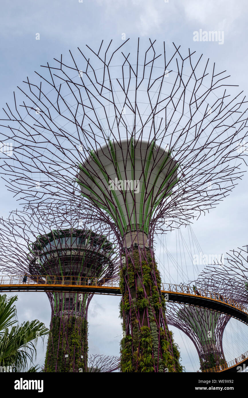 Singing trees in the Gardens by the Bay park in Singapore Stock Photo ...