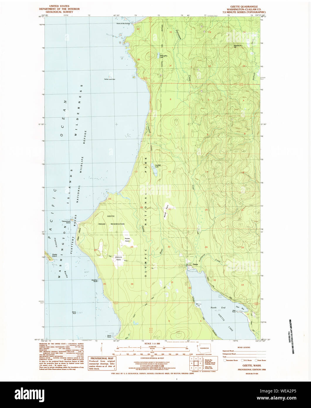 USGS Topo Map Washington State WA Ozette 243053 1984 24000 Restoration ...