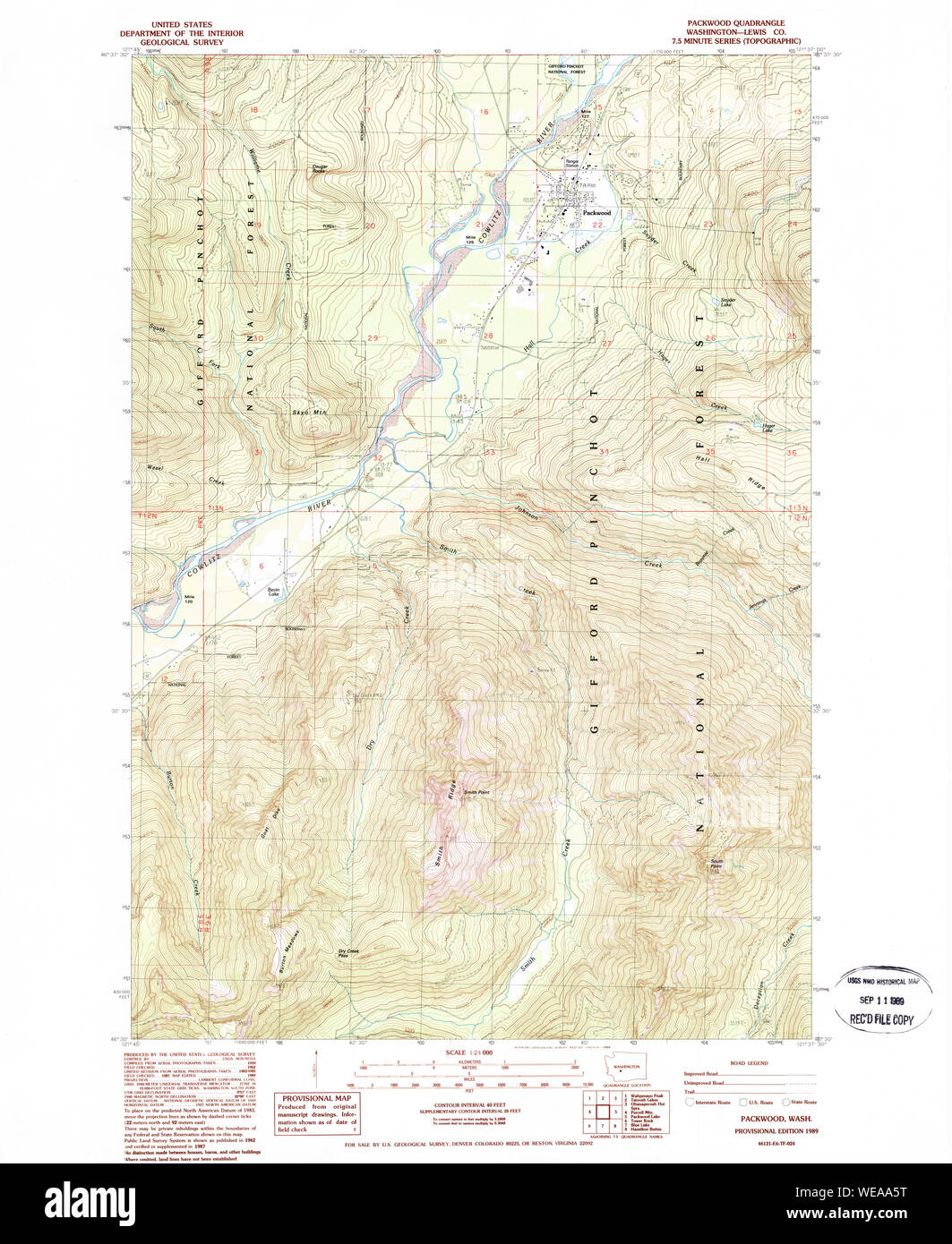 Map of packwood washington Cut Out Stock Images & Pictures - Alamy