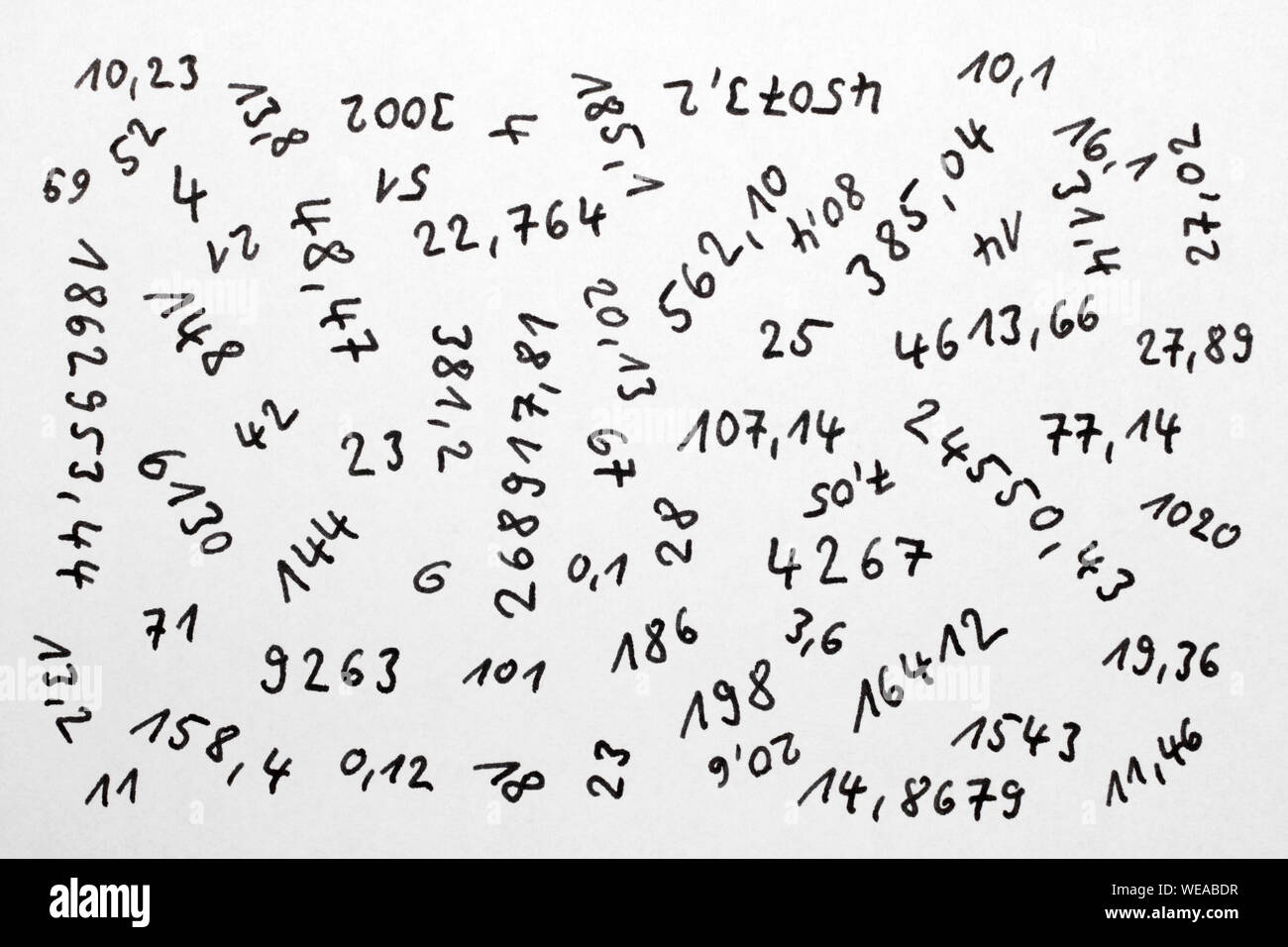 Numbers background white hi-res stock photography and images - Alamy