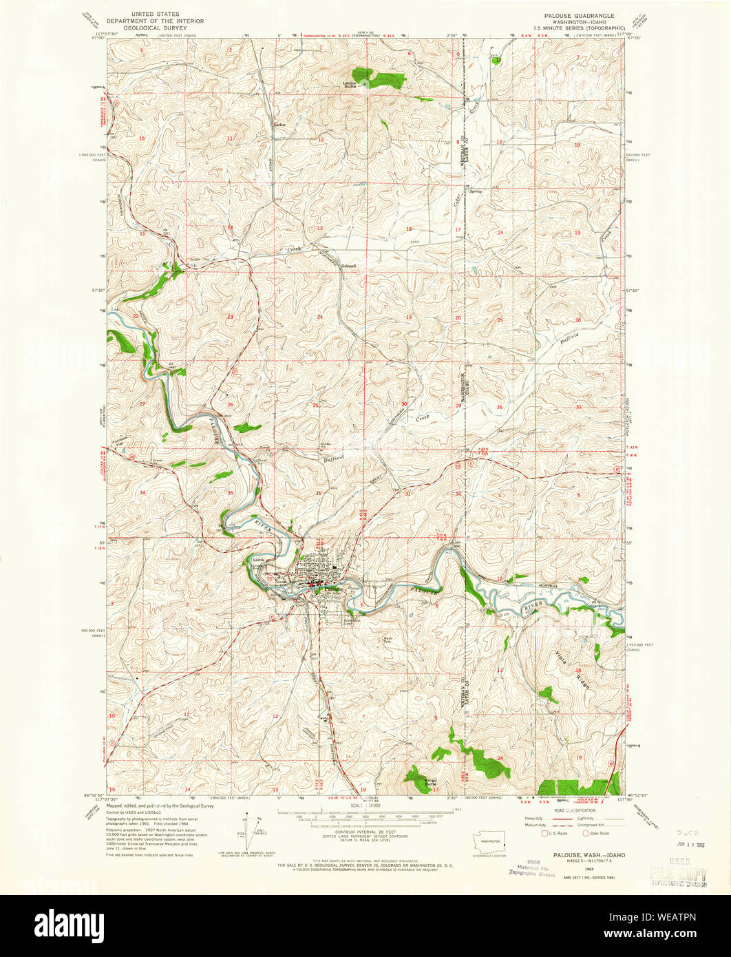 USGS Topo Map Washington State WA Palouse 243069 1964 24000 Restoration ...