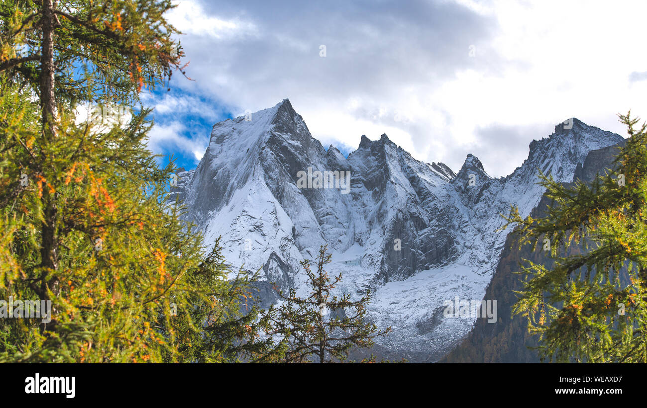 Pizzo Badile on the Rhaetian Alps in the Bregaglia valley Switzerland ...