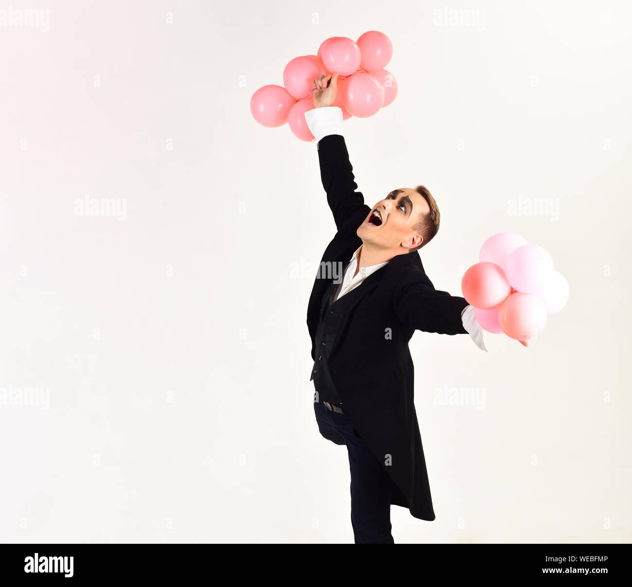 May your birthday be filled with joy. Man with mime makeup on birthday ...
