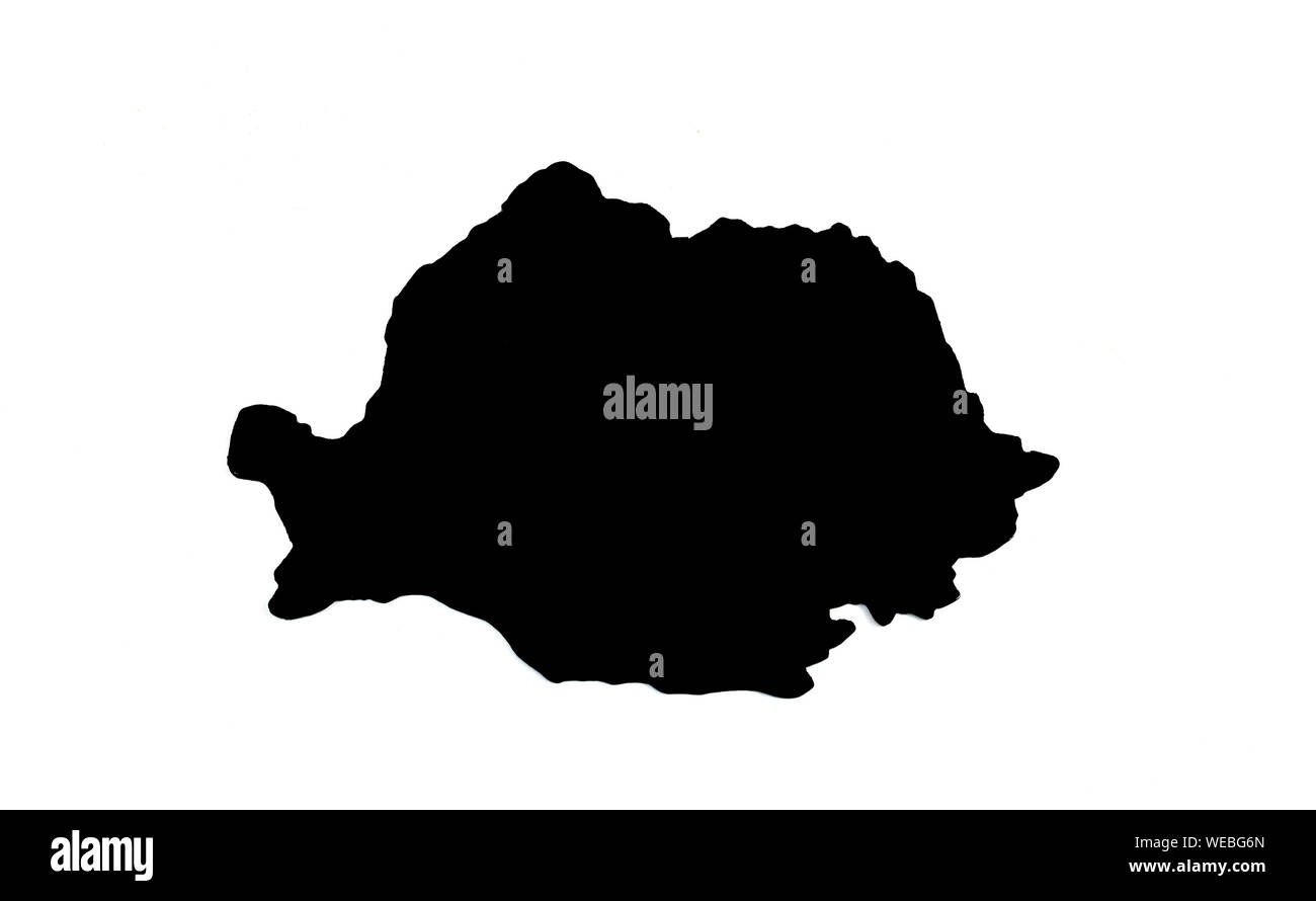 The contour shape of Romania`s territorial boundaries , black map ...