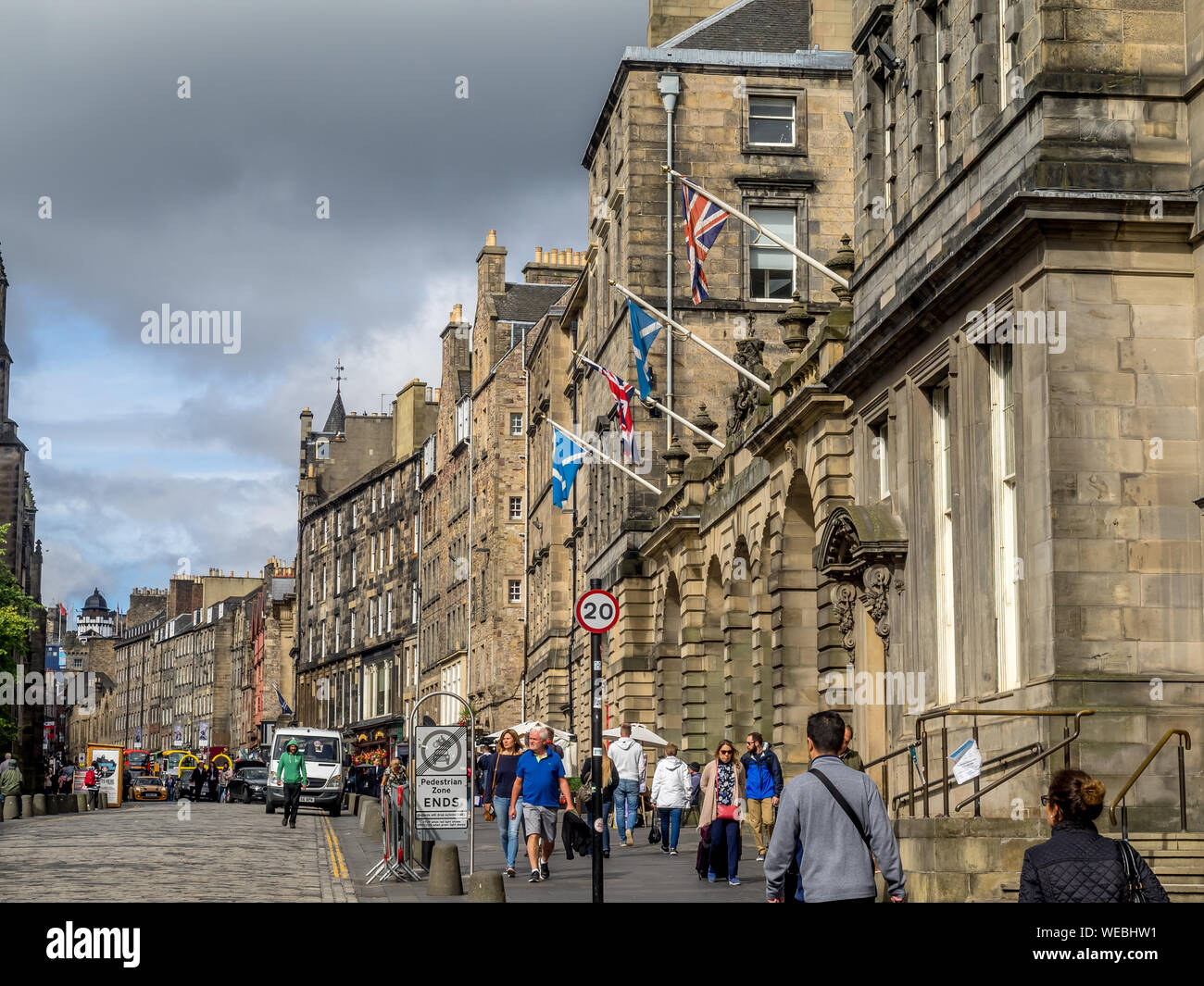 Buildings and shops on the Royal Mile on July 29, 2017 in Edinburgh ...