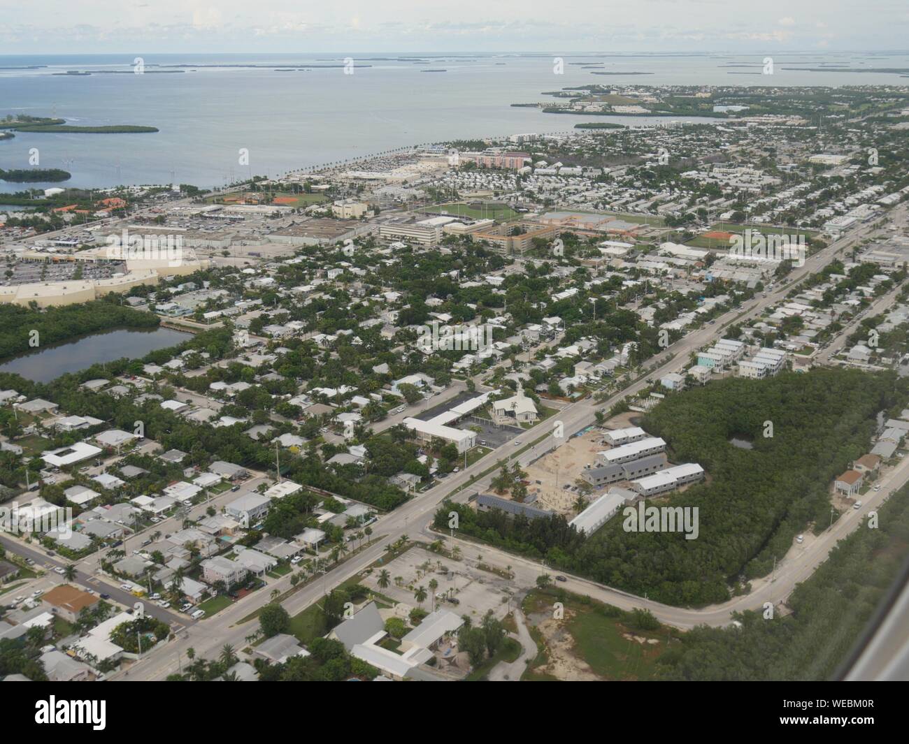 Scenic aerial view of the Key West in Florida, seen from an airport ...