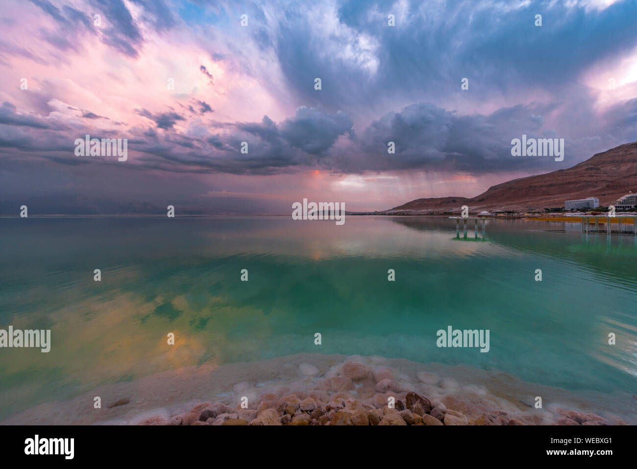 The magic of the Dead sea at sunset Stock Photo - Alamy