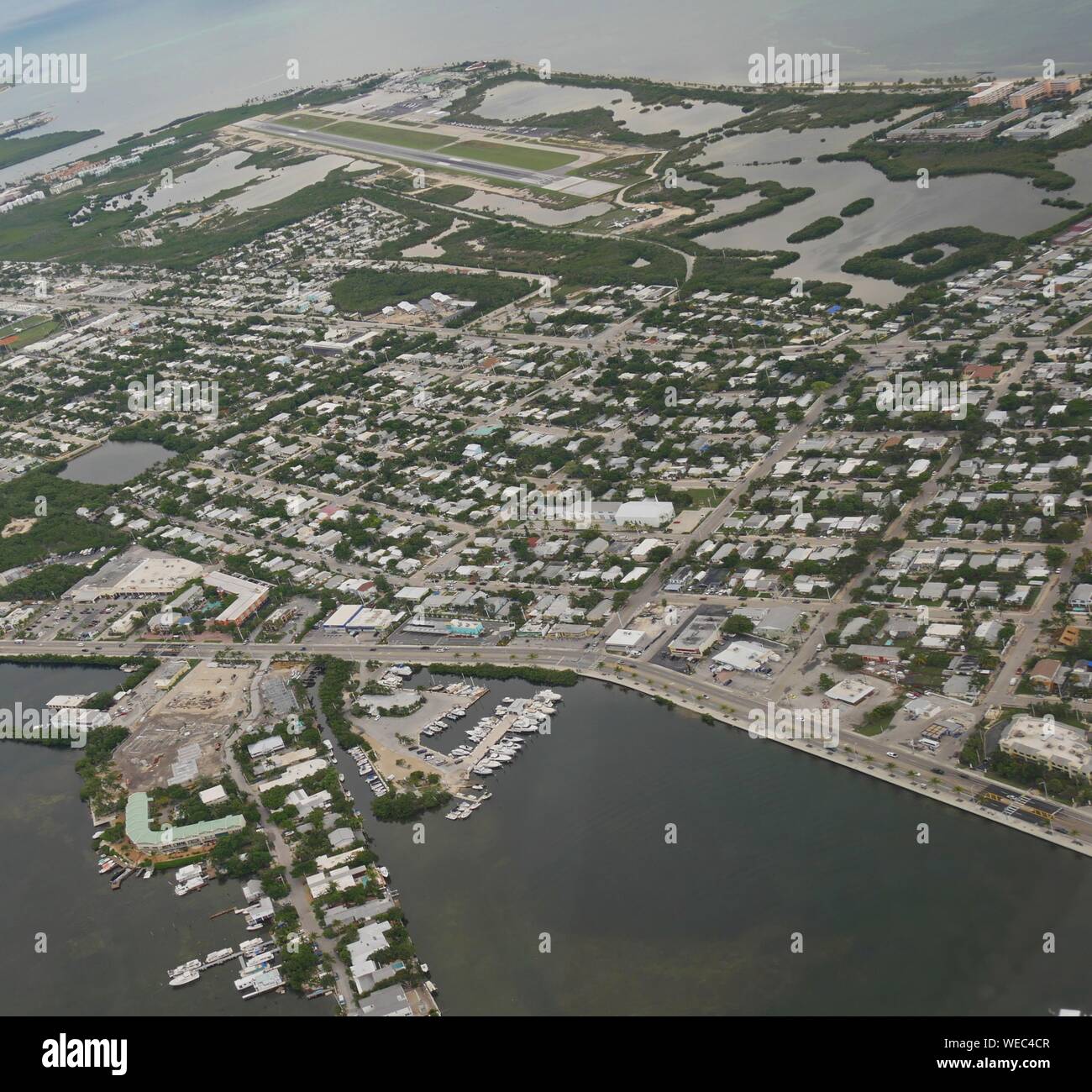 Beautiful view of the Key West, Florida, seen from an airplane window ...