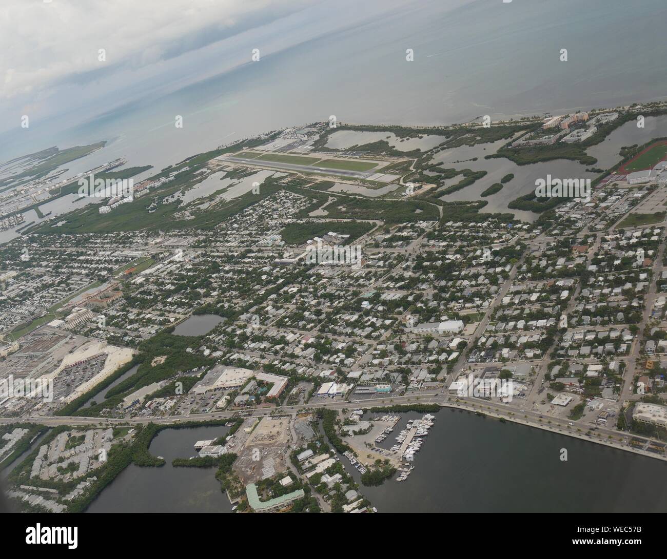 Key West, Florida, aerial view seen from an airplane window Stock Photo ...