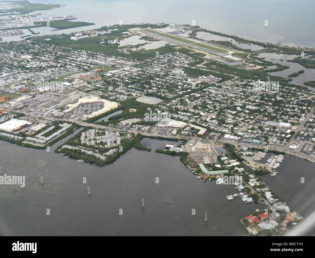 Key West aerial view seen from an airplane window, Florida Stock Photo ...