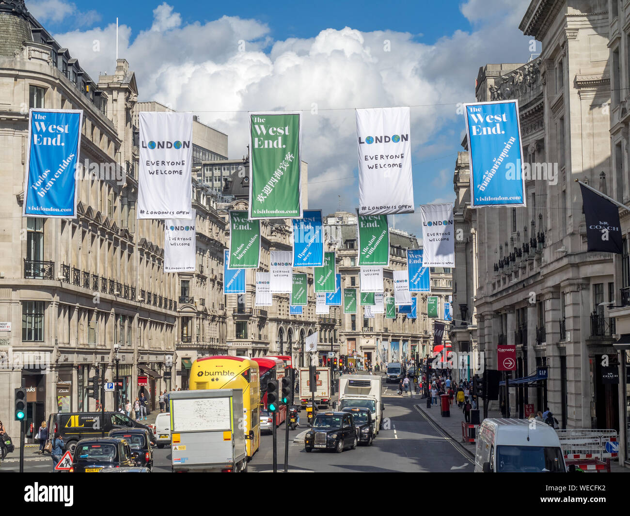 Architecture along London's famous Regent Street on August 1, 2017. It ...