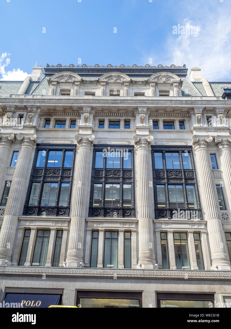 Architecture along London's famous Regent Street on August 1, 2017. It ...