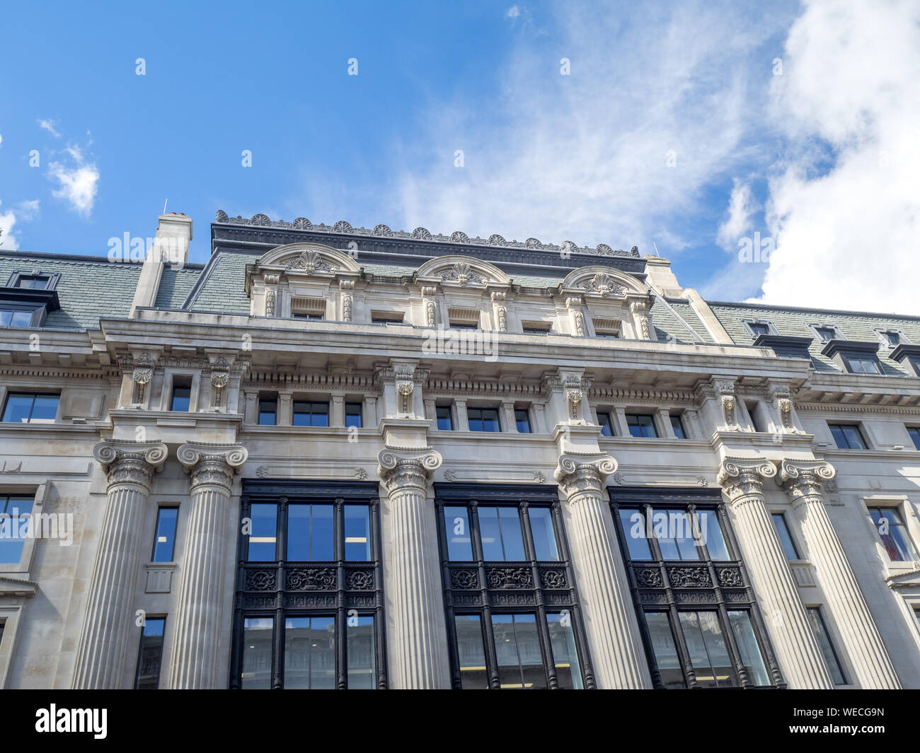 Architecture along London's famous Regent Street on August 1, 2017. It ...