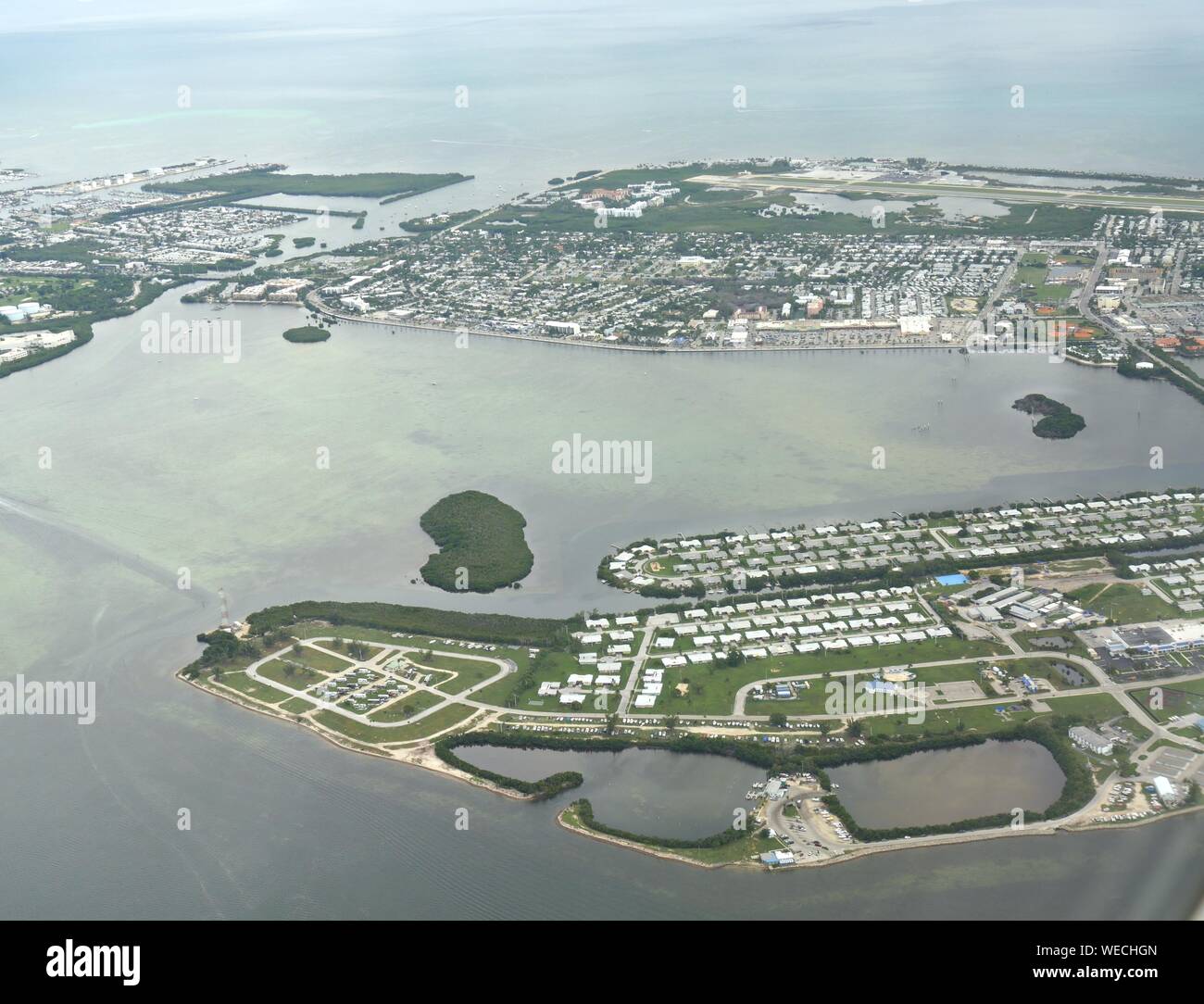Scenic Key West, aerial view seen from an airplane window Stock Photo ...