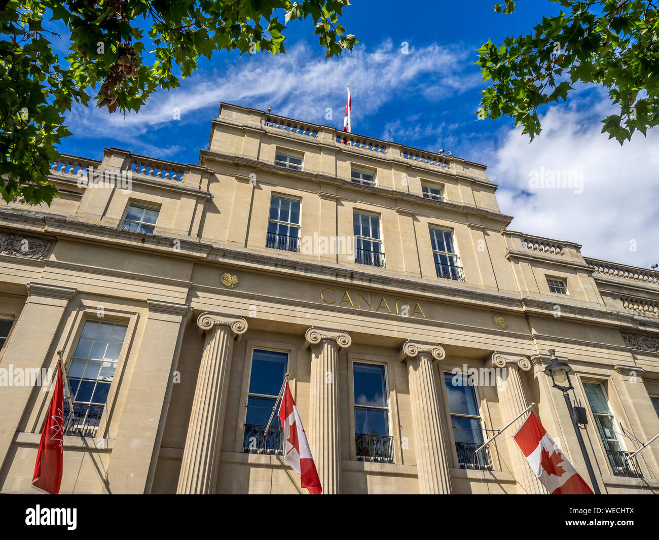 Facade of Canada House in Trafalgar Square on August 1, 2017 in London ...