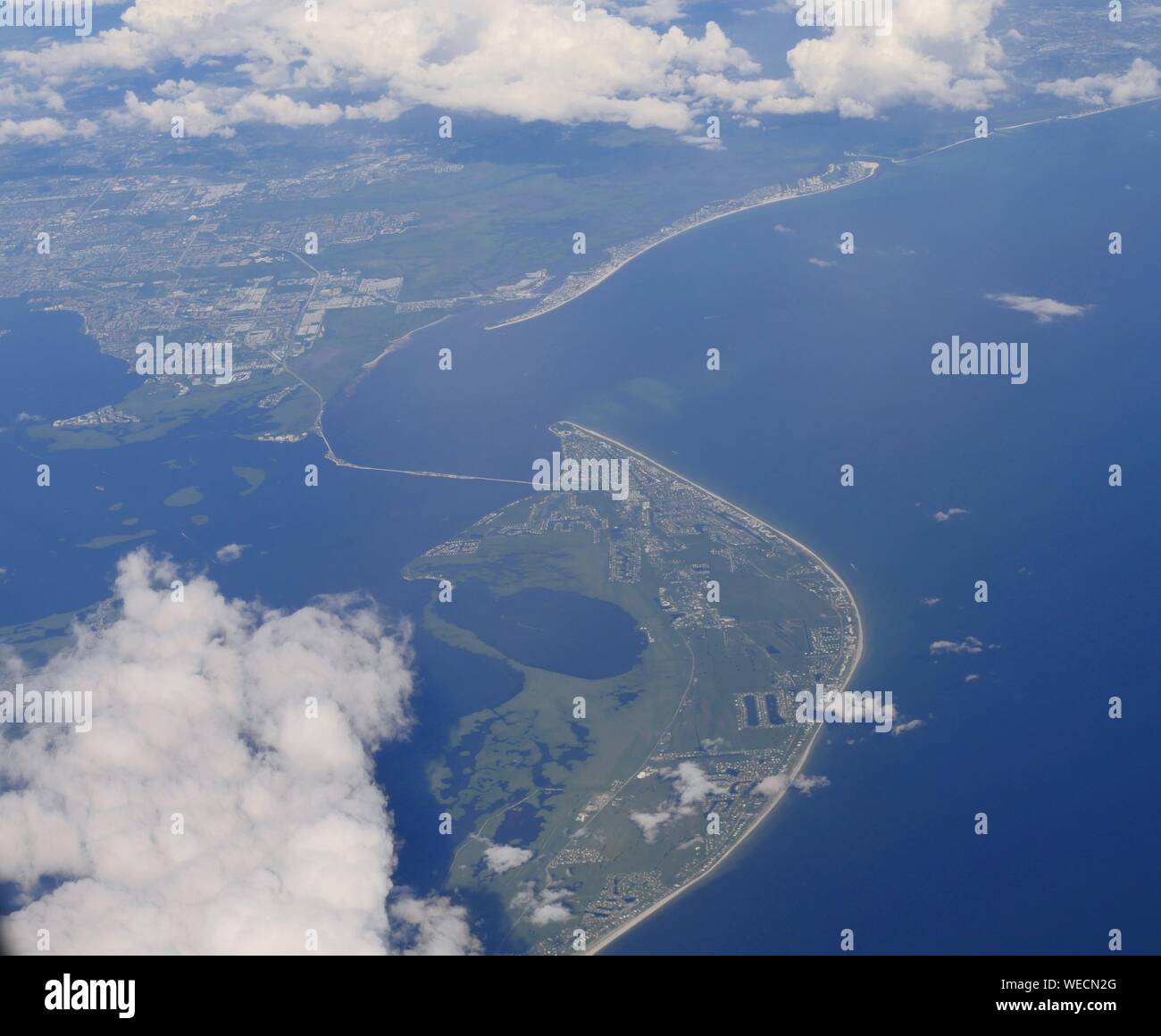 Florida coastline seen from an airplane window Stock Photo - Alamy