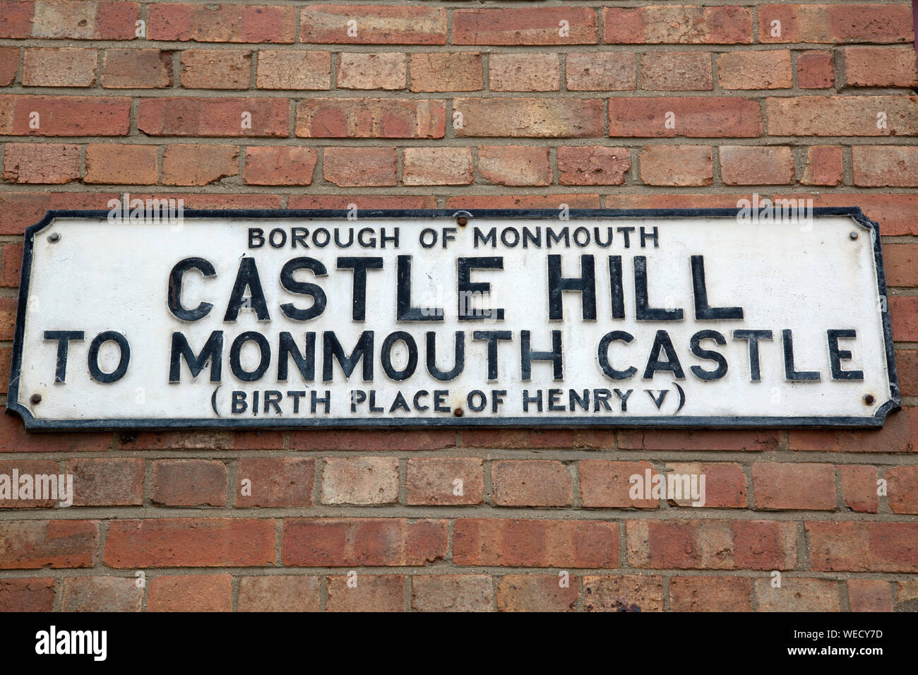Castle Hill Street Sign; Monmouth; Wales Stock Photo - Alamy