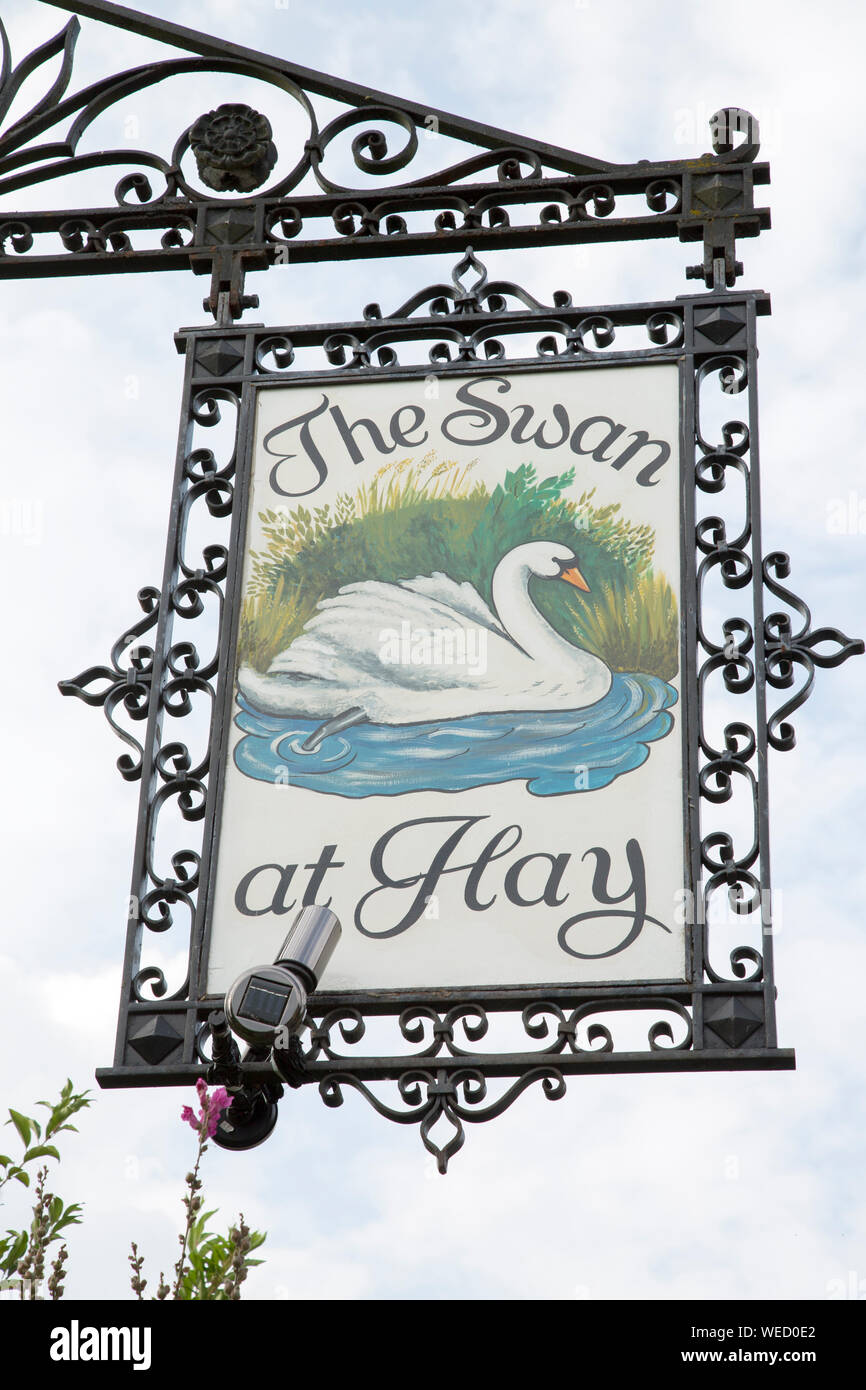 Swan at Hay Pub Sign; Hay-on-Wye; Wales; UK Stock Photo - Alamy