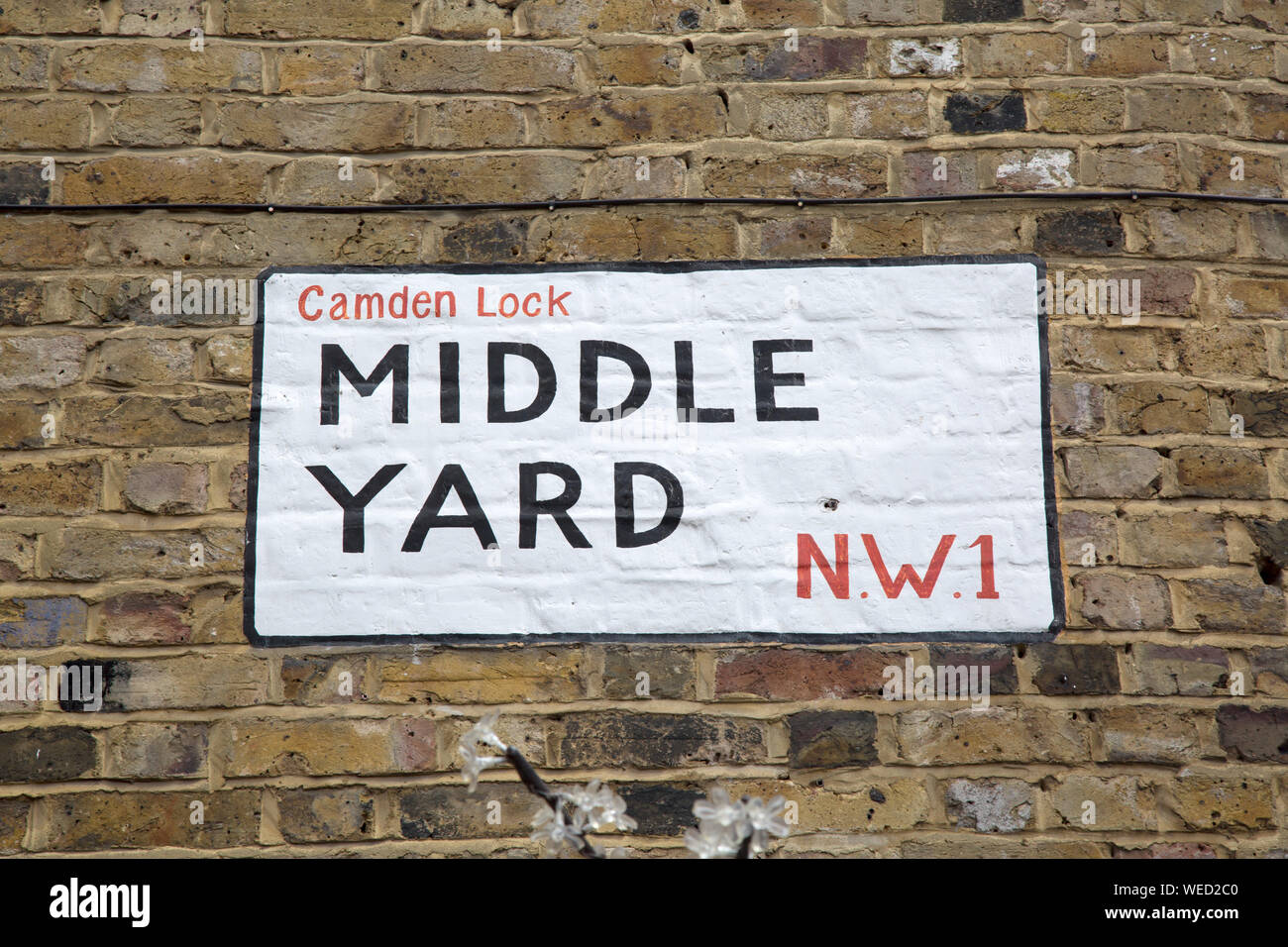 Middle Yard Sign; Camden Lock Market; London; England; UK Stock Photo ...