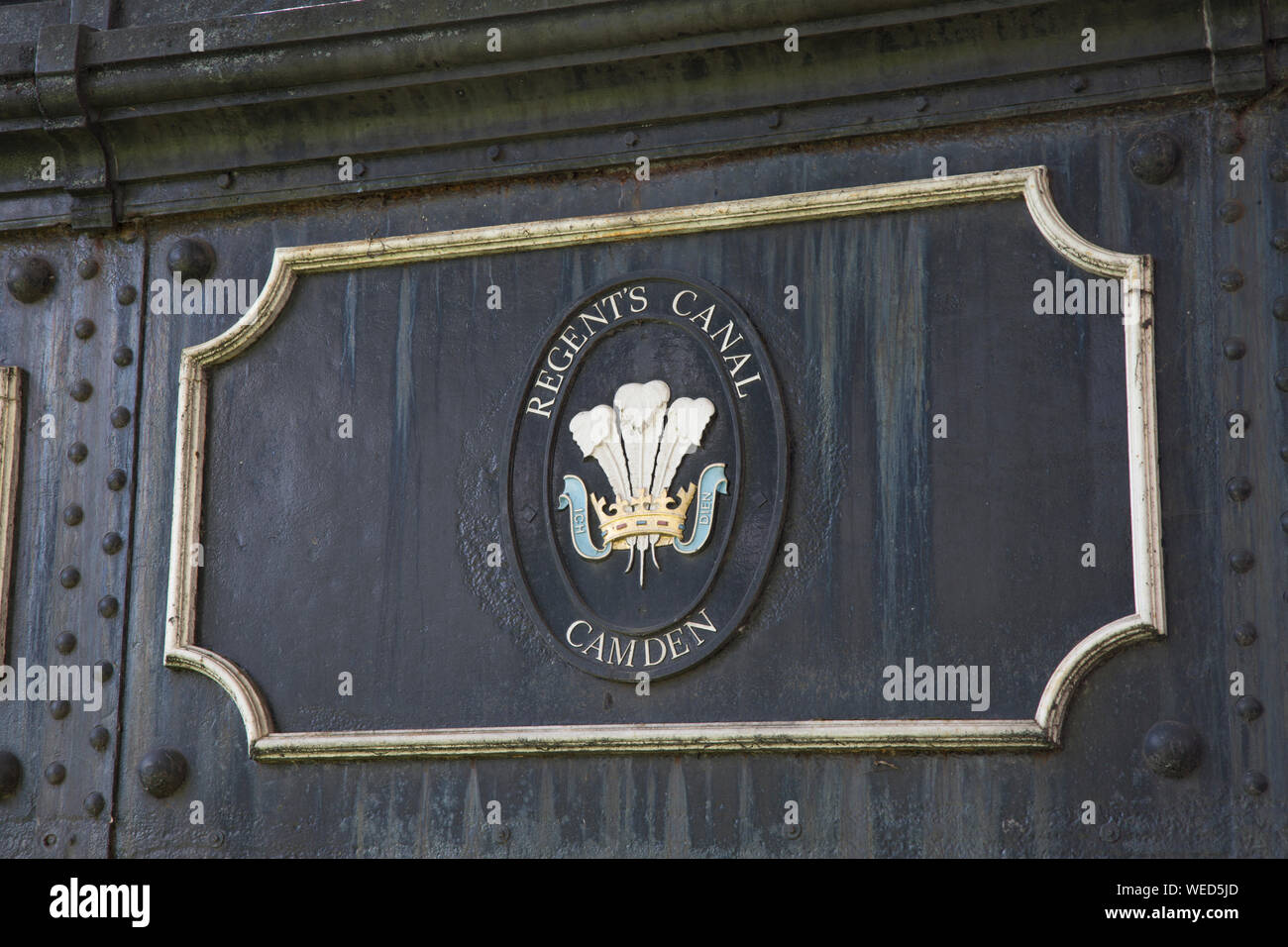 Regents Canal Bridge Sign, Camden Lock; London; England; UK Stock Photo ...