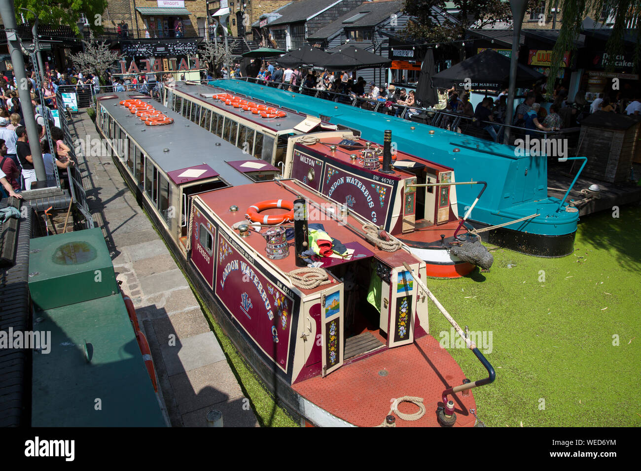 Canal Barge Boats; Camden Lock; London; England; UK Stock Photo - Alamy