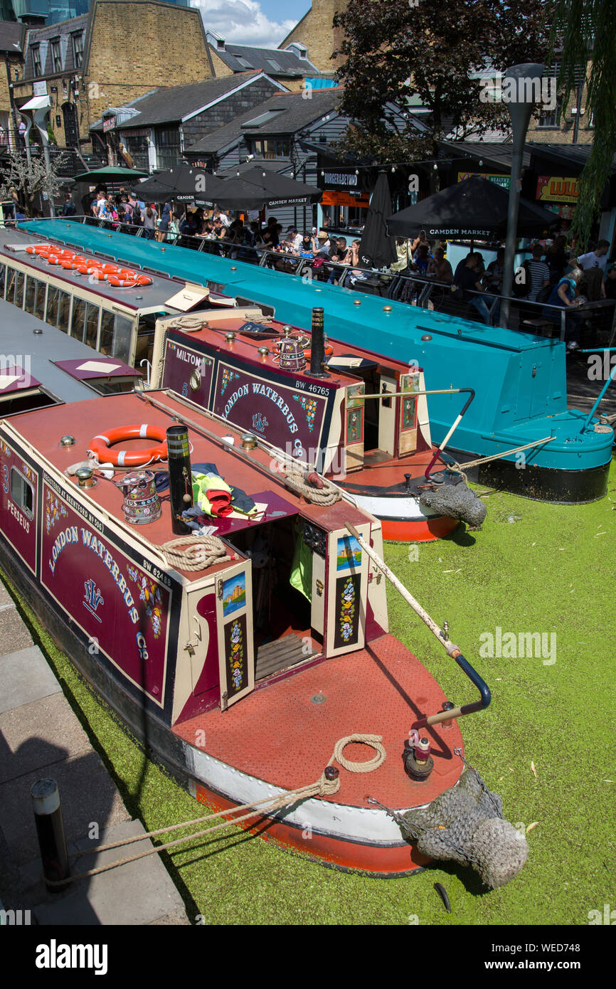 Canal Barge Boats; Camden Lock; London; England; UK Stock Photo - Alamy