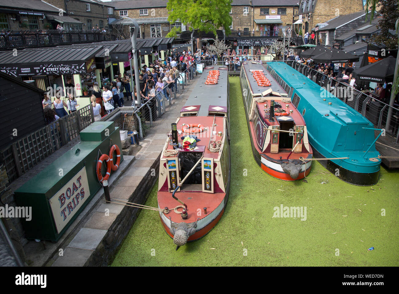 Canal Barge Boats, Camden; London; England; UK Stock Photo - Alamy