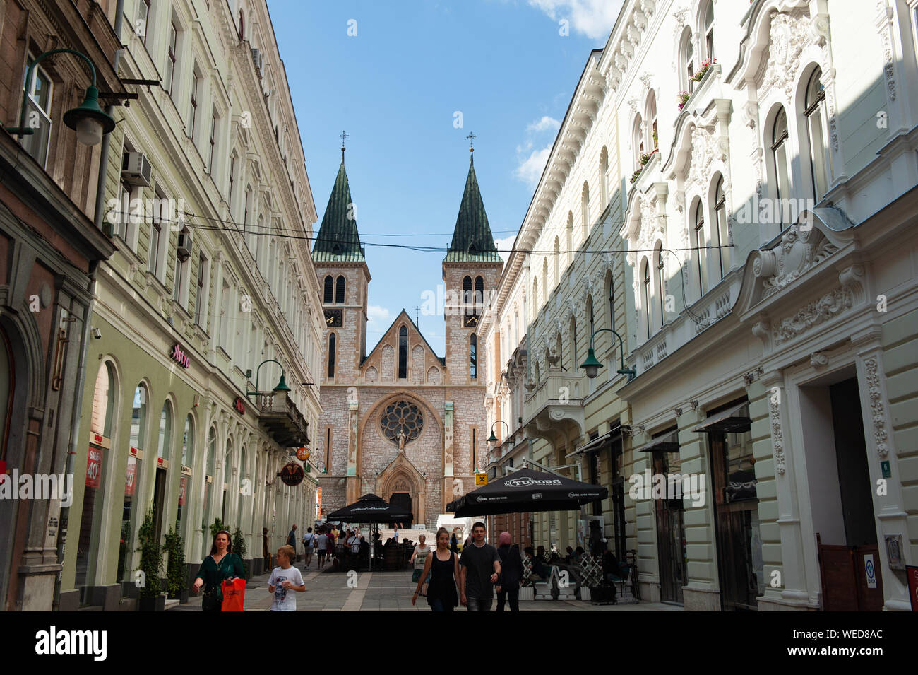 The elegant architecture of the Bosnian capital, Sarajevo, Bosnia and ...