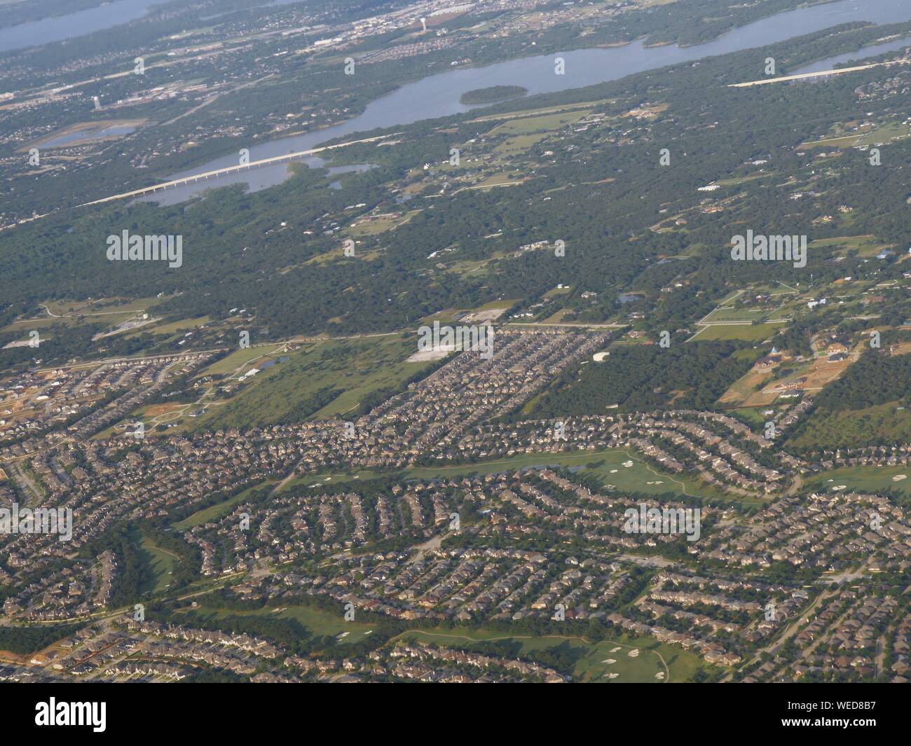 Dallas City aerial view, seen from an airplane window Stock Photo - Alamy