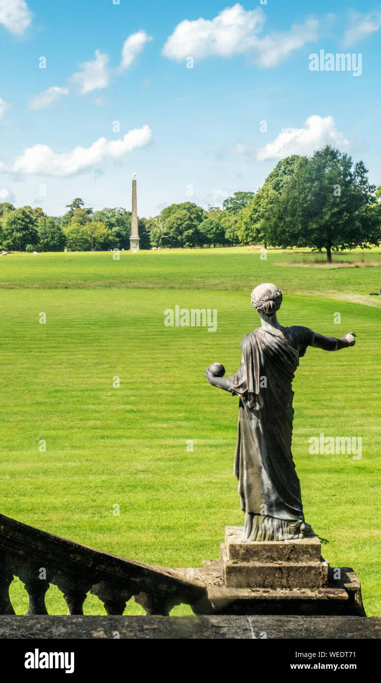 Stourhead House garden looking towards the Egyptian inspired obelisk ...