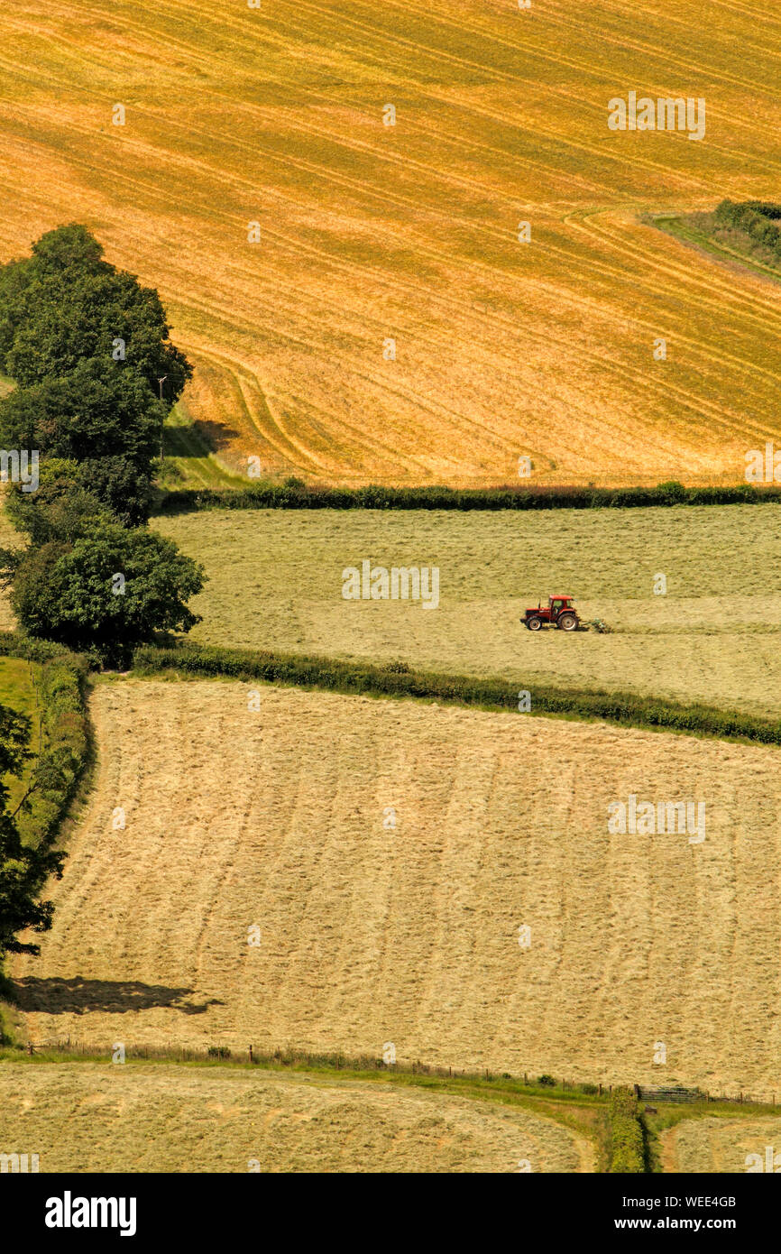 Mosaic of fields being farmed. British Countryside. Farming. Patchwork ...
