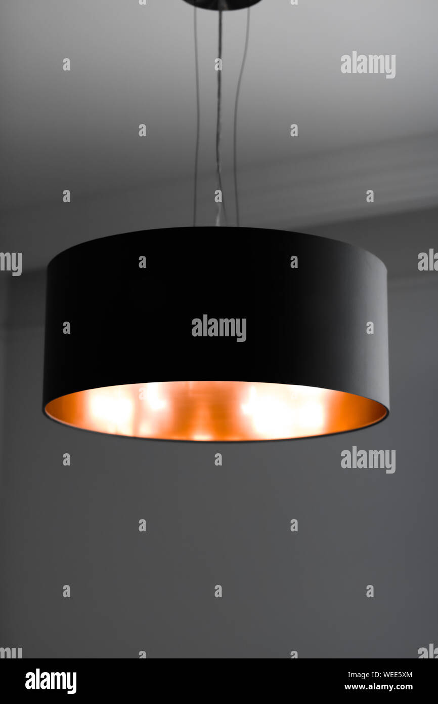 Interior design, indoor lamps and electricity concept - Bronze lamp in ...